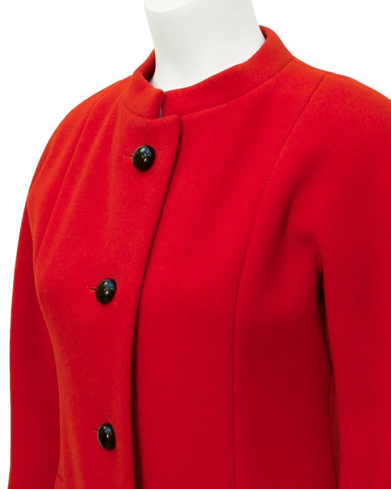 1950's Jacques Heim Red Couture Wool Coat For Sale at 1stdibs