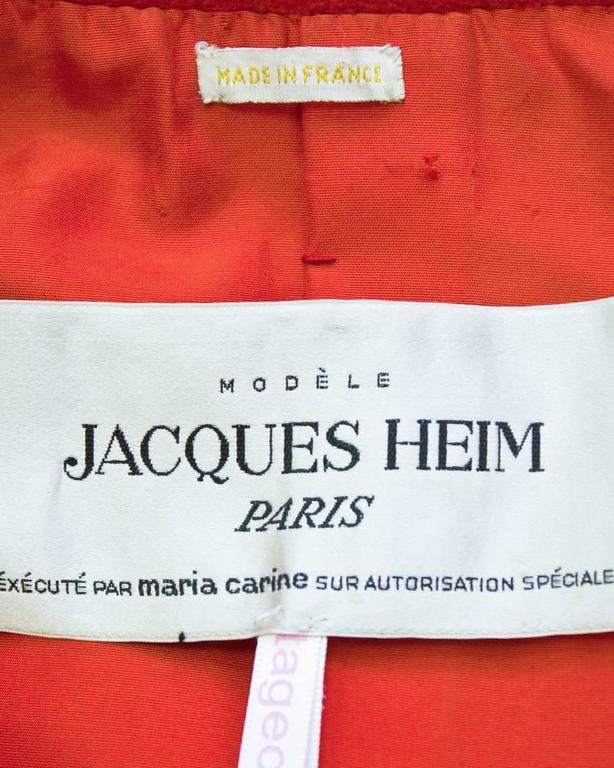 1950's Jacques Heim Red Couture Wool Coat at 1stDibs