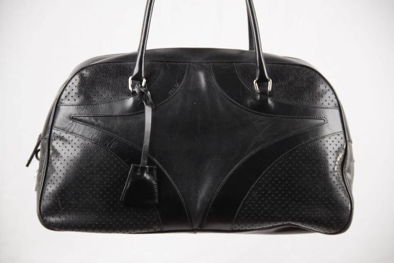 PRADA Black Leather BOWLING BAG Satchel BOWLER GM Purse HANDBAG at ...