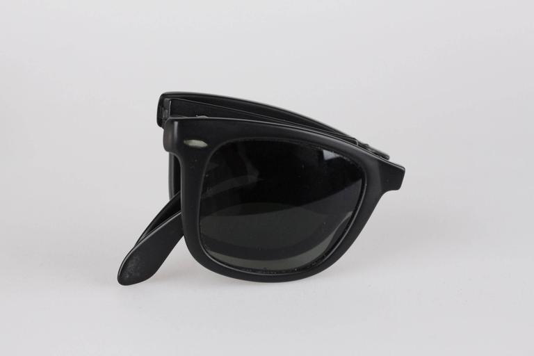 RAY BAN BAUSCH and LOMB Vintage FOLDING WAYFARER Matte Black SUNGLASSES ...