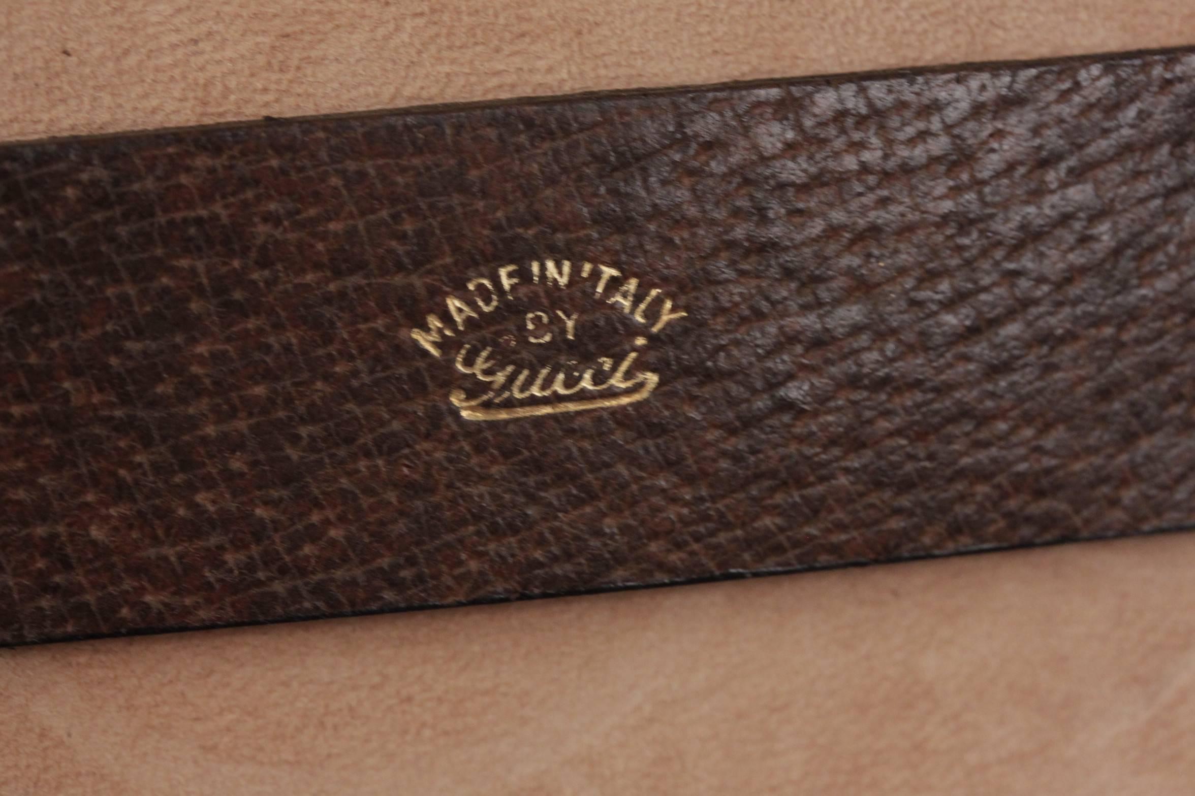 GUCCI VINTAGE Brown Leather BOX JEWELRY CASE w/ STIRRUP Detail HOME ...