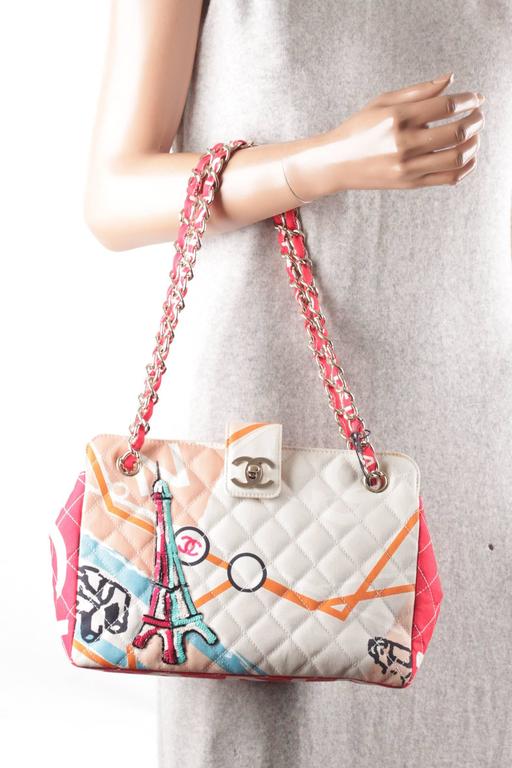 CHANEL Multicolor Quilted Canvas EIFFEL TOWER 2006 Resort SHOULDER BAG ...