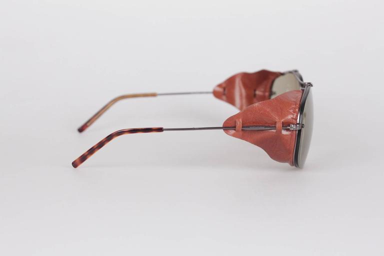 YVES SAINT LAURENT Aviator SUNGLASSES 2338S 62mm SIDE Leather SHIELDS ...