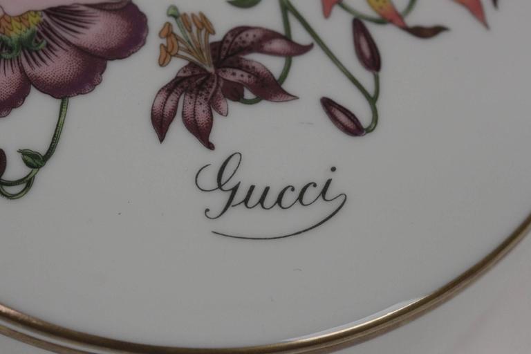 GUCCI VINTAGE White Floral Porcelain JEWELRY BOX Round TRINKET For Sale ...