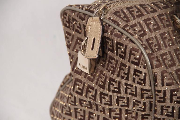 FENDI Monogram Canvas STUDDED Boston Bag BAULETTO FOREVER For Sale at ...