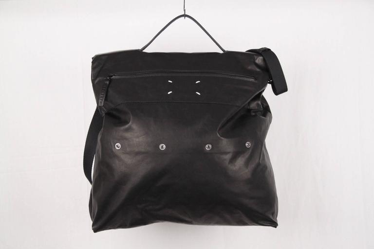 MAISON MARTIN MARGIELA Black Leather FOLDABLE MESSENGER BAG For Sale at ...