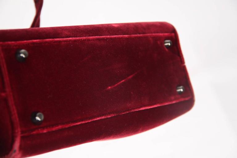 Authentic PRADA Red Burgundy Velvet FRAME BAG Handbag For Sale at ...