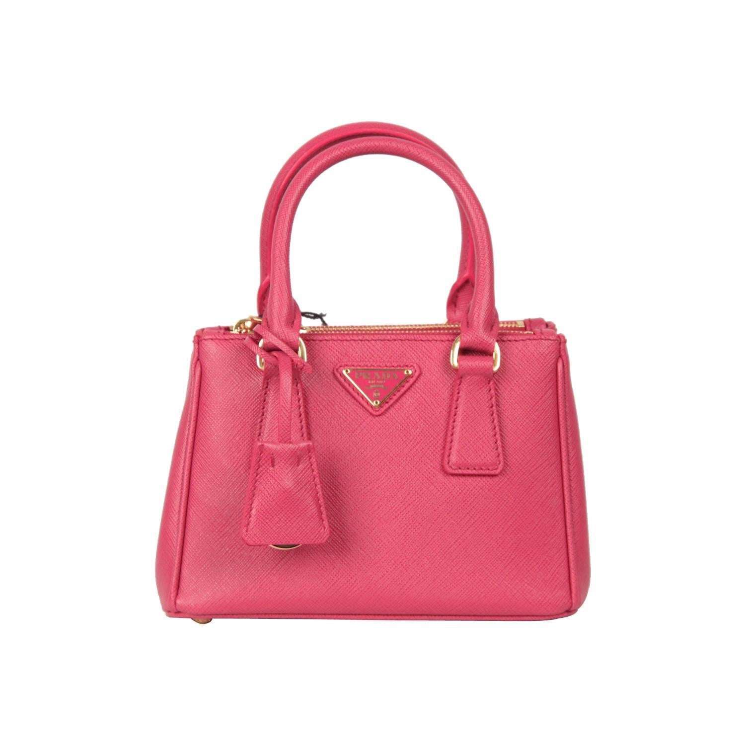 PRADA Pink FUXIA SAFFIANO LUX Leather MINI TOTE Satchel 1BH907 For Sale ...