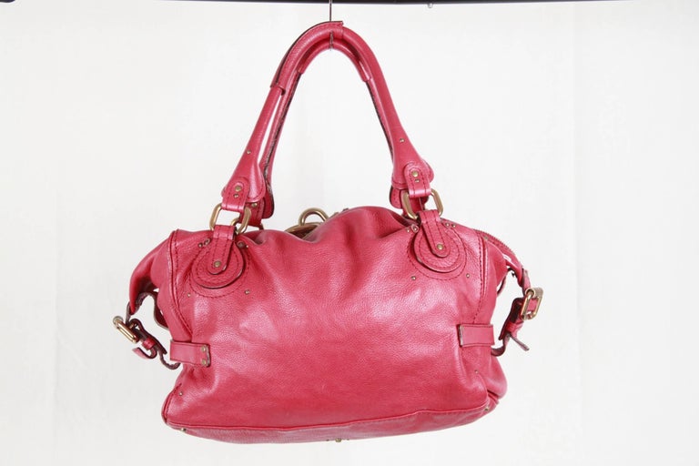 CHLOE Red Leather FRONT POCKET PADDINGTON Tote For Sale at 1stDibs ...