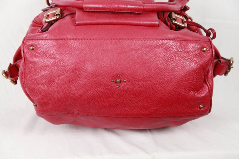 CHLOE Red Leather FRONT POCKET PADDINGTON Tote For Sale at 1stDibs ...