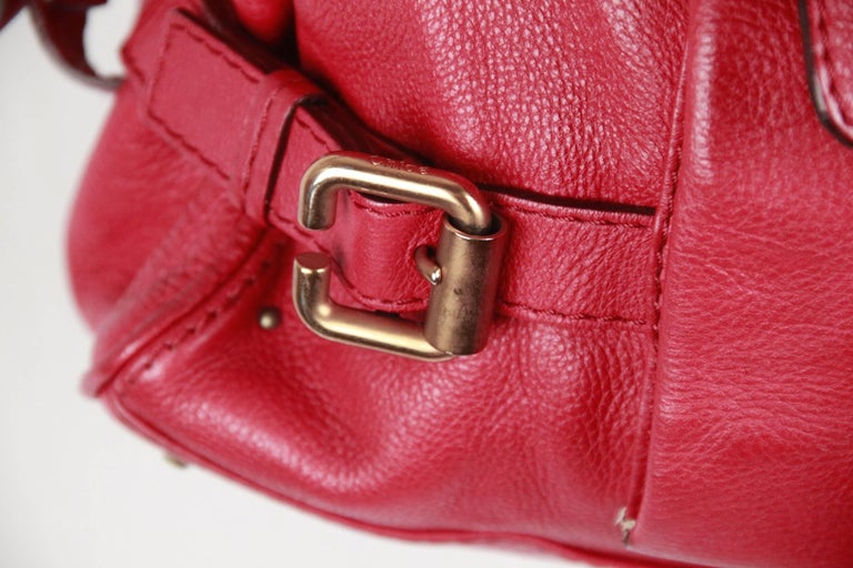 CHLOE Red Leather FRONT POCKET PADDINGTON Tote For Sale at 1stDibs ...