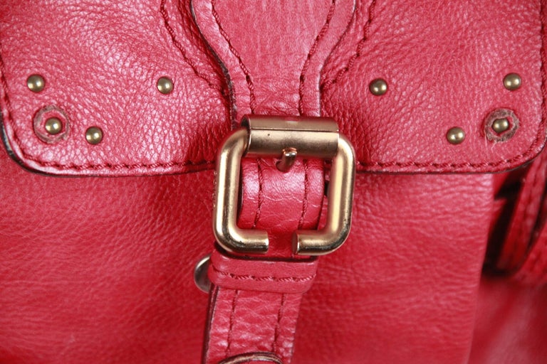 CHLOE Red Leather FRONT POCKET PADDINGTON Tote For Sale at 1stDibs ...