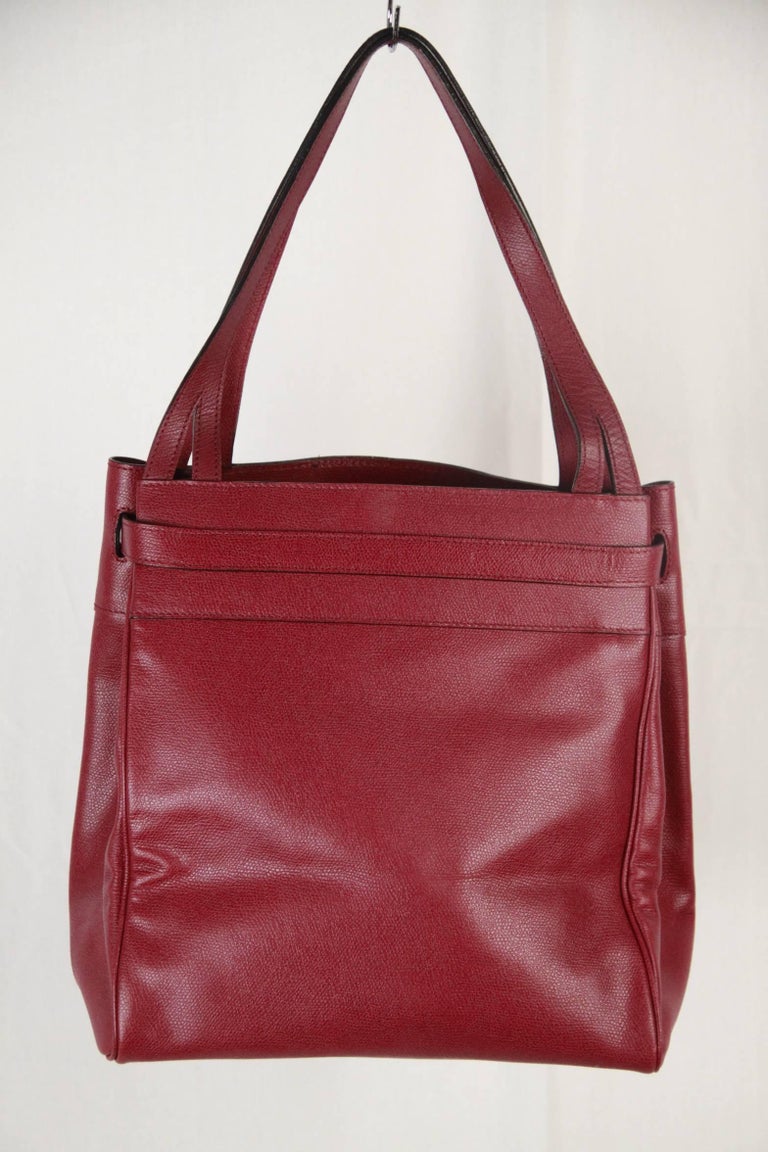 VALEXTRA MILANO Burgundy Leather B CUBE Bag TOTE For Sale at 1stDibs