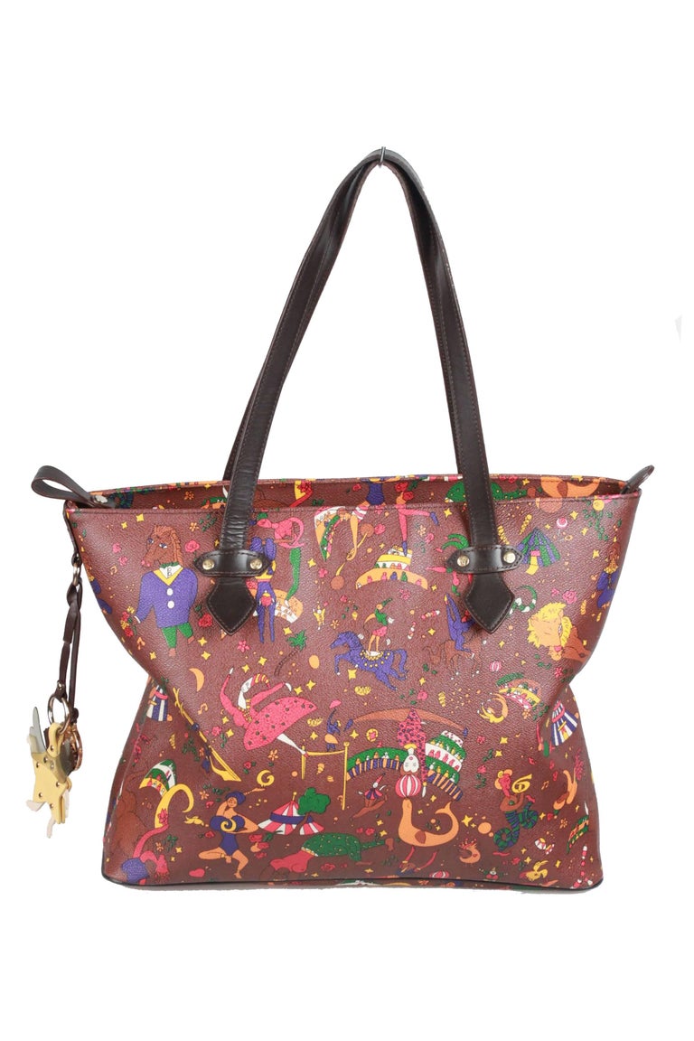 PIERO GUIDI Brown Magic Circus Canvas TOTE Shoulder Bag at 1stDibs ...