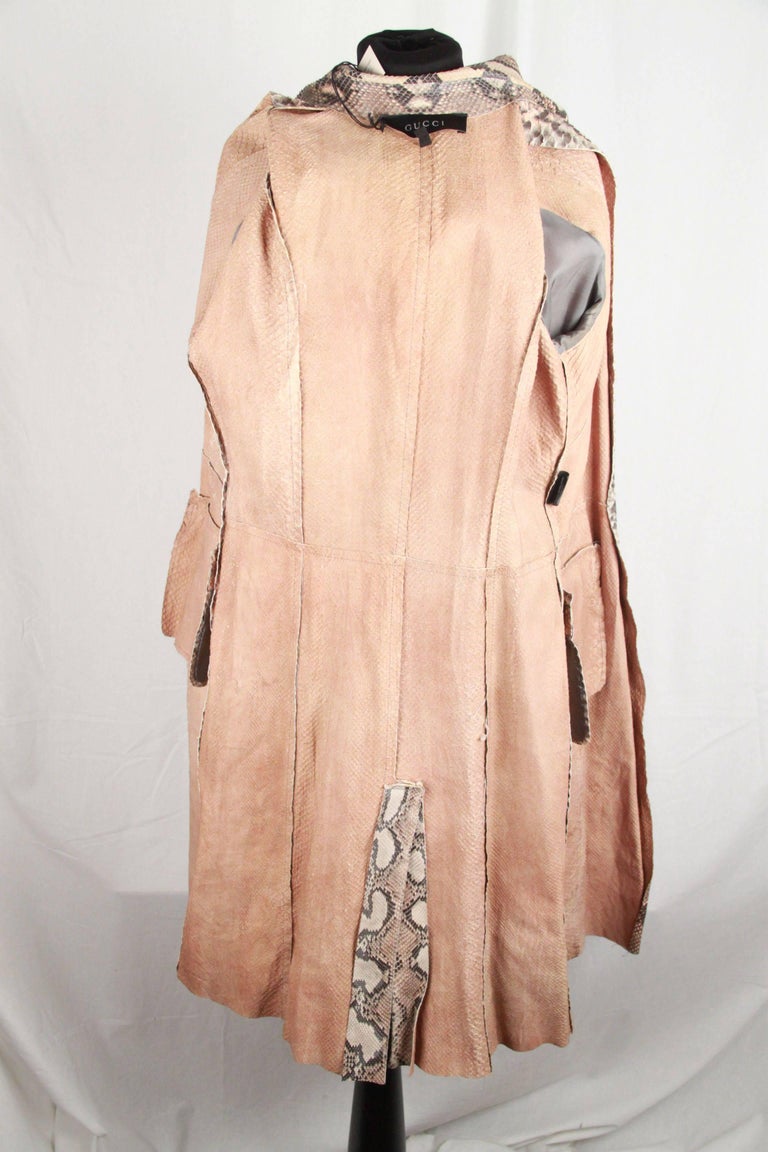 GUCCI Beige PYTHON Leather TRENCH COAT Size 40 at 1stDibs | python coat ...
