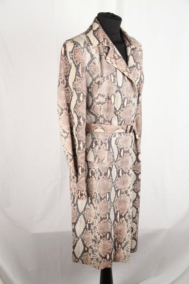 GUCCI Beige PYTHON Leather TRENCH COAT Size 40 at 1stDibs | python coat ...