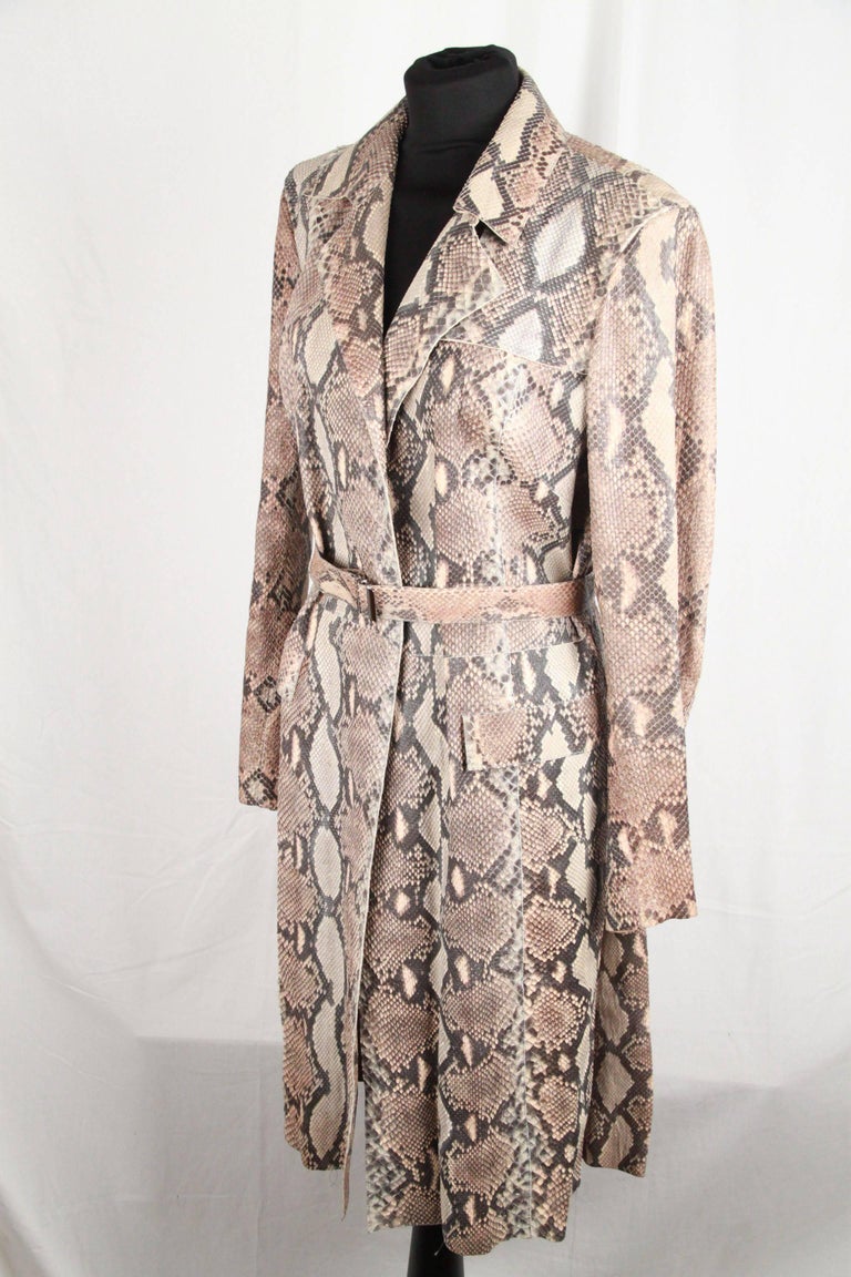 GUCCI Beige PYTHON Leather TRENCH COAT Size 40 at 1stDibs | python coat ...