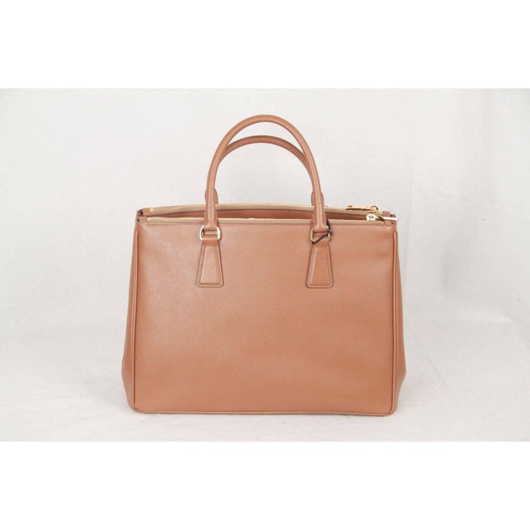 Prada Tan Caramel Saffiano Lux Leather Tote Satchel BN2274 For Sale at ...