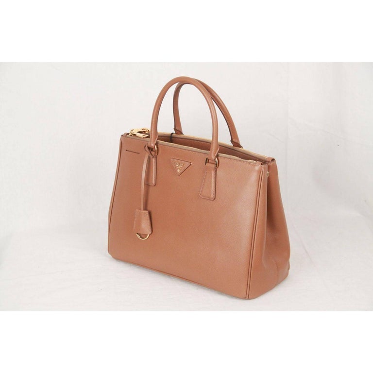 Prada Tan Caramel Saffiano Lux Leather Tote Satchel BN2274 For Sale at ...