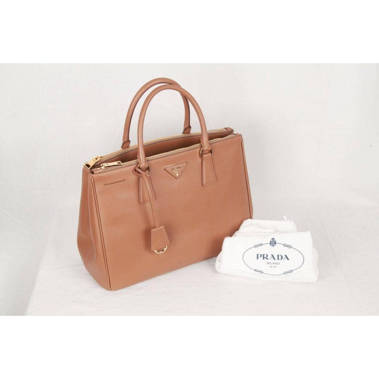 Prada Tan Caramel Saffiano Lux Leather Tote Satchel BN2274 For Sale at ...