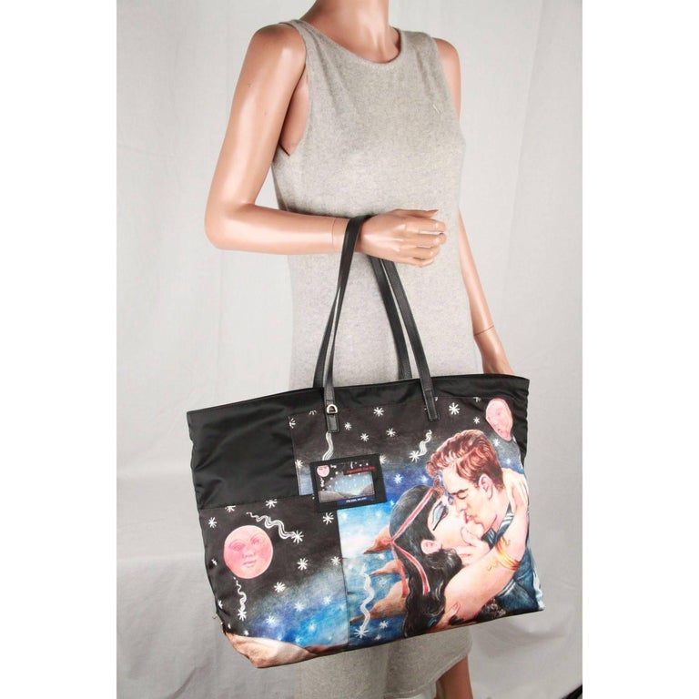 Prada Black Tessuto Collage Impossible True Love Large Tote, 1BG070 For ...