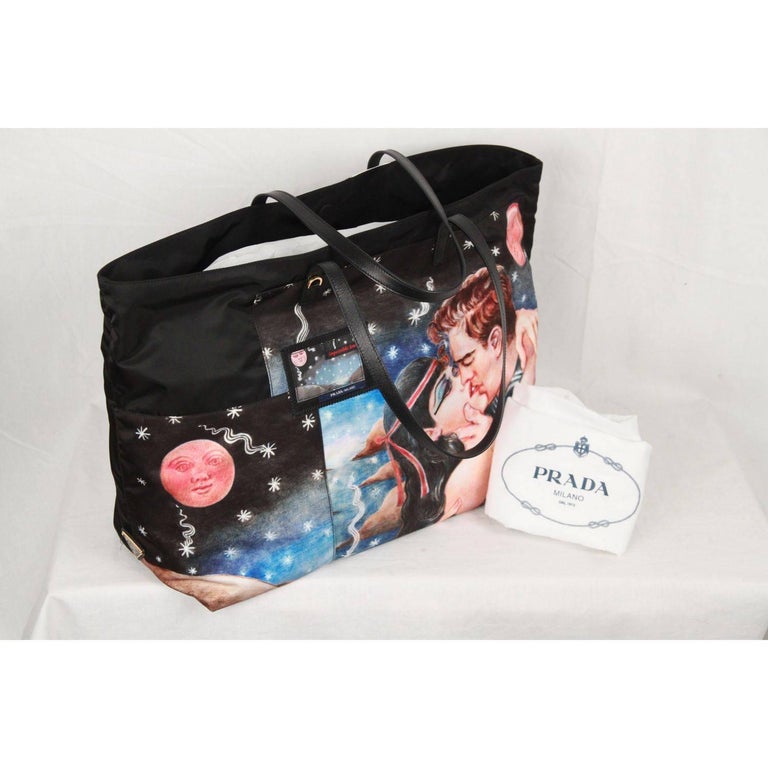 Prada Black Tessuto Collage Impossible True Love Large Tote, 1BG070 For ...