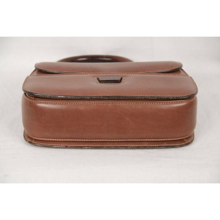 GUCCI VINTAGE Tan Leather HANDBAG w/ WOOD Detail at 1stDibs