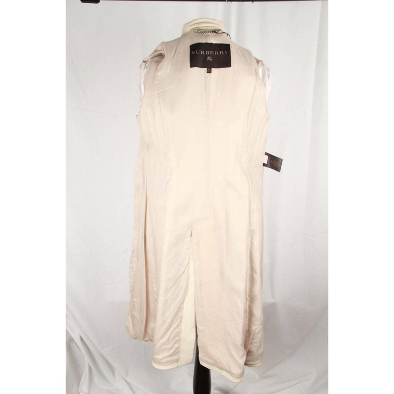 BURBERRY Ivory Leather TRENCH COAT Double Breasted w/ BELT Size 42 For ...