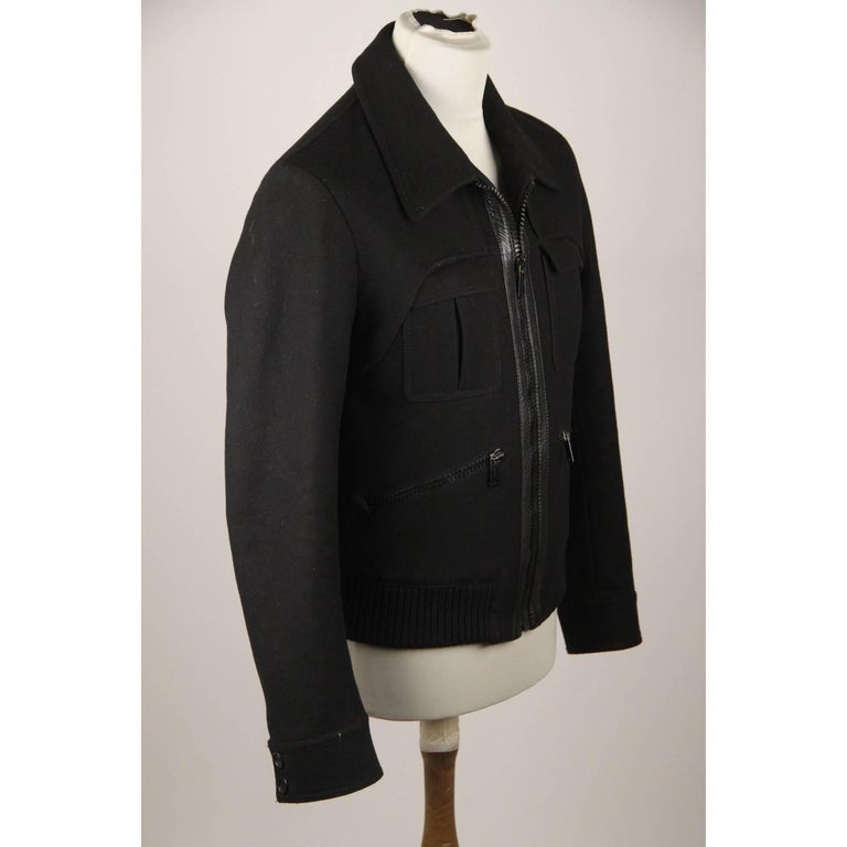 DIOR HOMME BlackWool Blend Men Flight Jacket Size 48 For Sale at 1stDibs