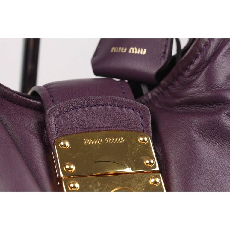 MIU MIU Purple Padded Nappa Leather Hobo Shoulder Bag For Sale at 1stDibs