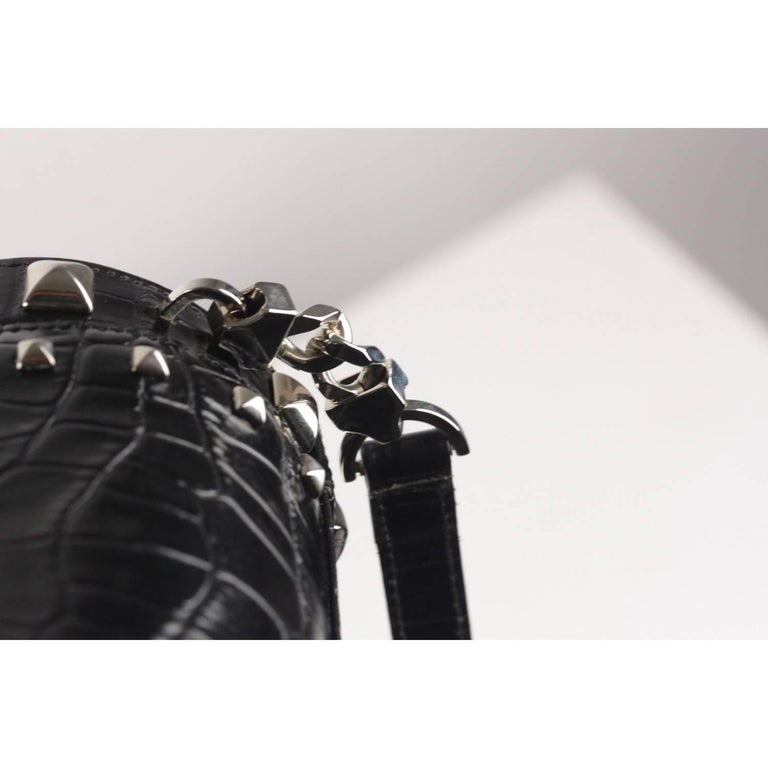 VERSACE Black Embossed Leather Cylinder Box Bag with Studs For Sale at ...