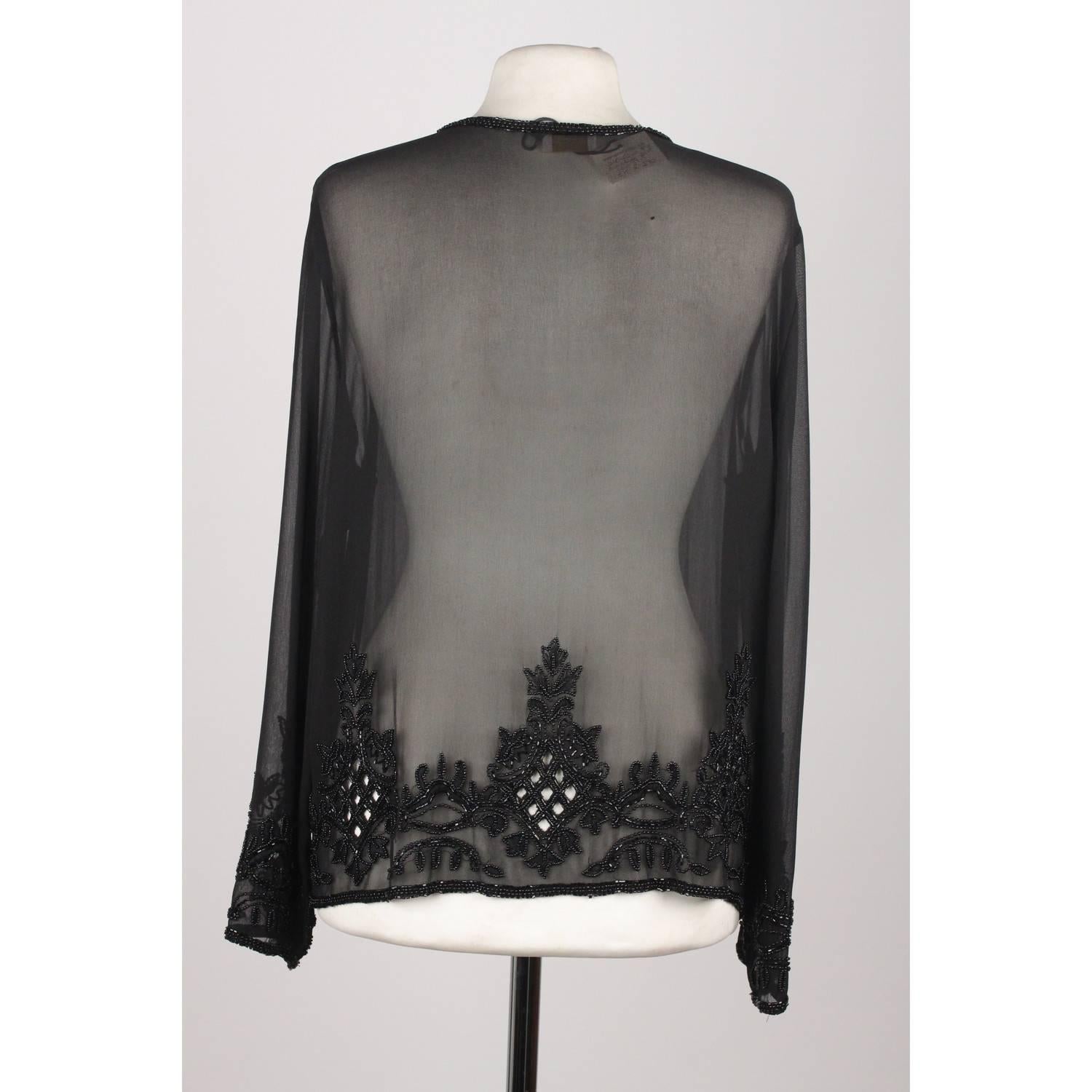 Valentino Black Pure Silk Chiffon Evening Jacket with Beadwork For Sale ...