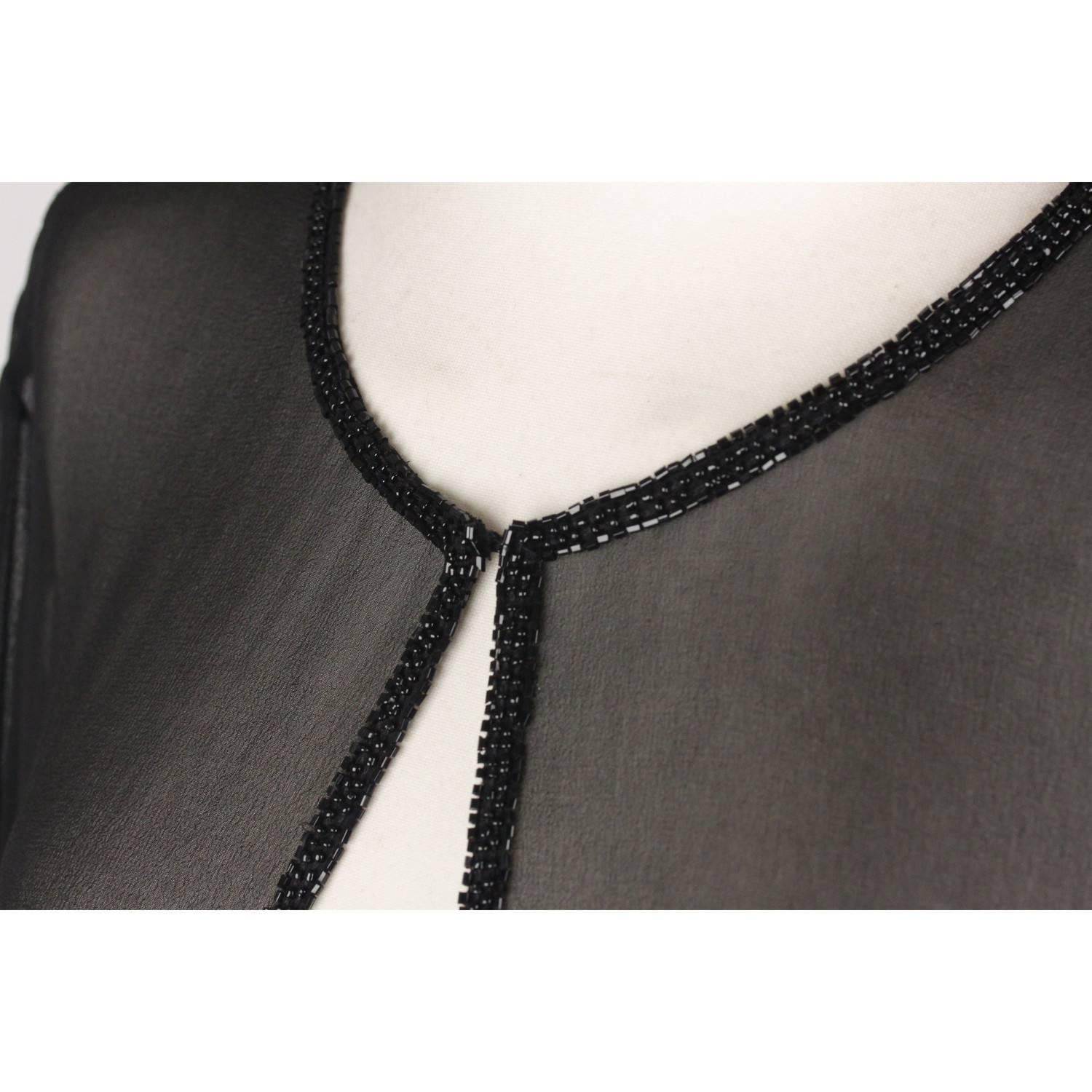 Valentino Black Pure Silk Chiffon Evening Jacket with Beadwork For Sale ...