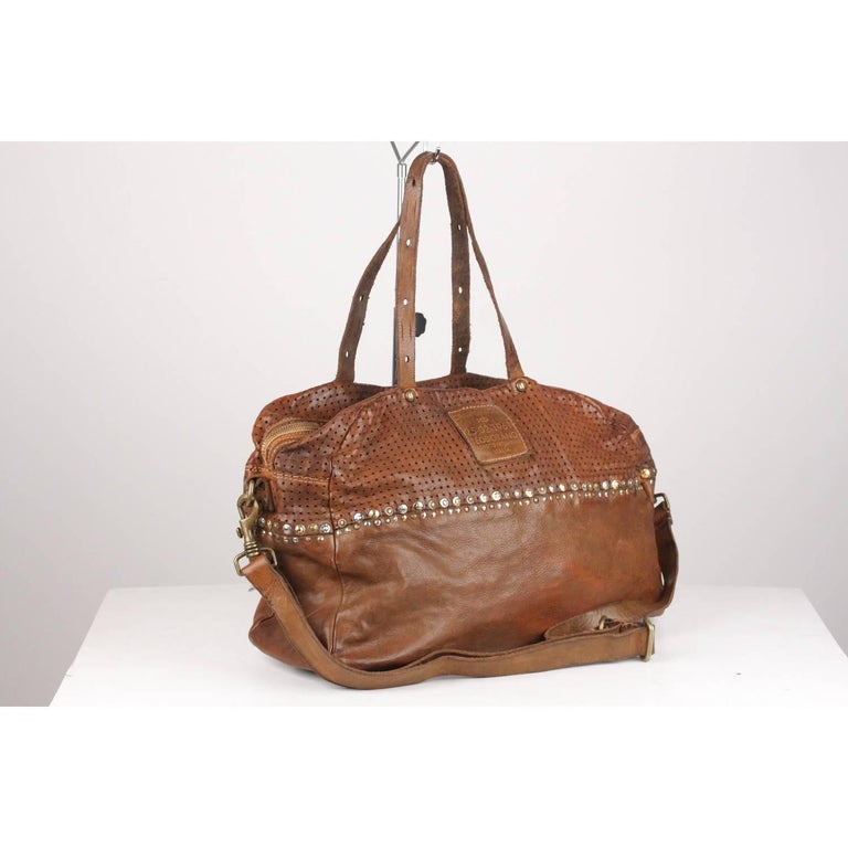 Campomaggi Teodorano Brown Leather Boston Bag with Studs For Sale at ...