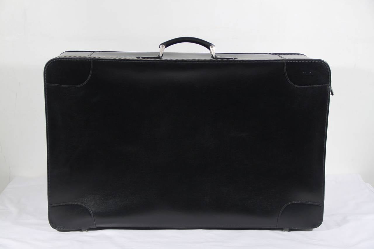 VALEXTRA Black Leather COSTA 75 SUITCASE Luggage w/ Protective Cover at ...