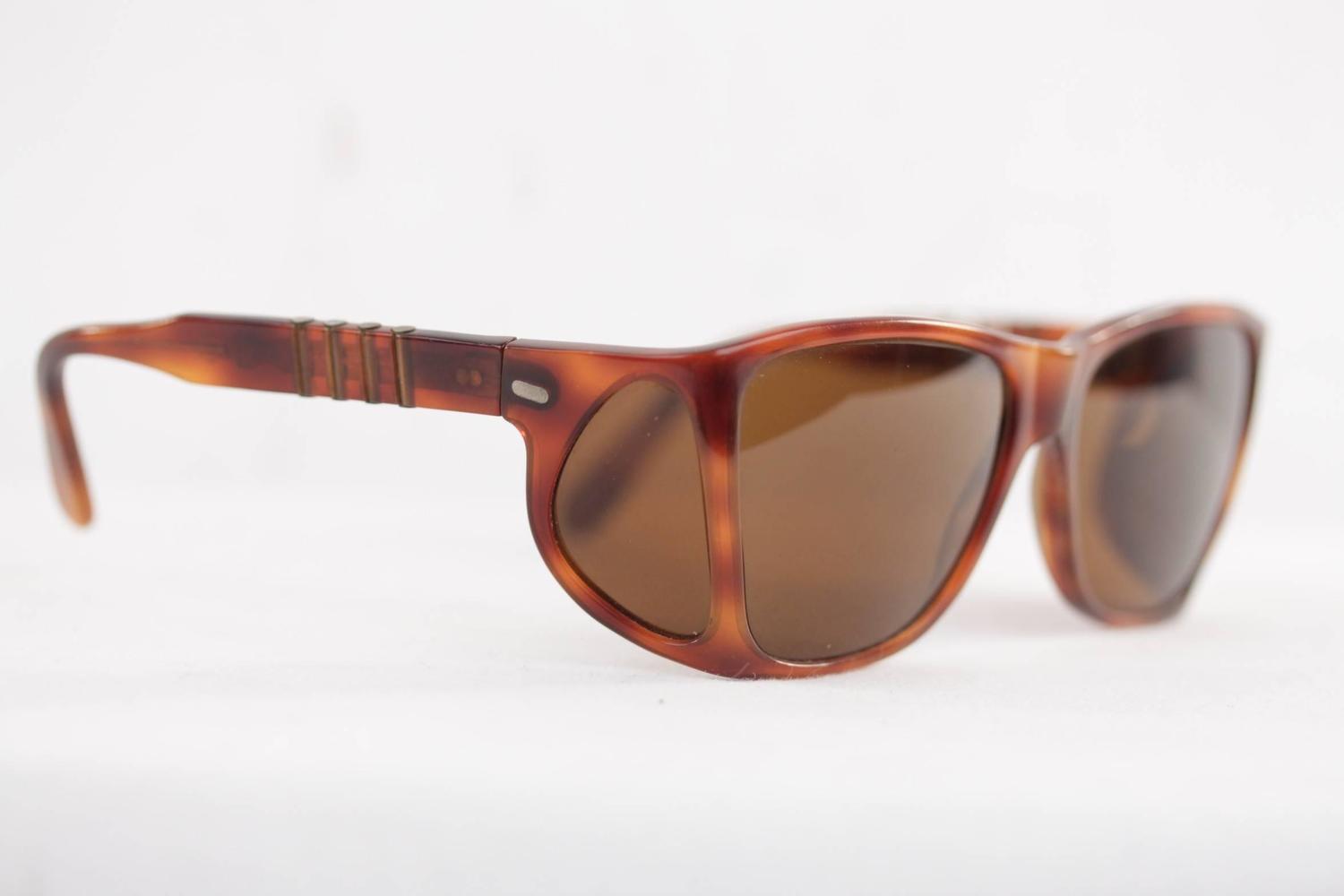 PERSOL MEFLECTO RATTI Vintage Brown SUNGLASSES with SIDE SHIELDS w/CASE ...