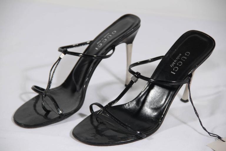 Gucci Black Leather Heeled Sandals Shoes with Stiletto Heels at 1stDibs