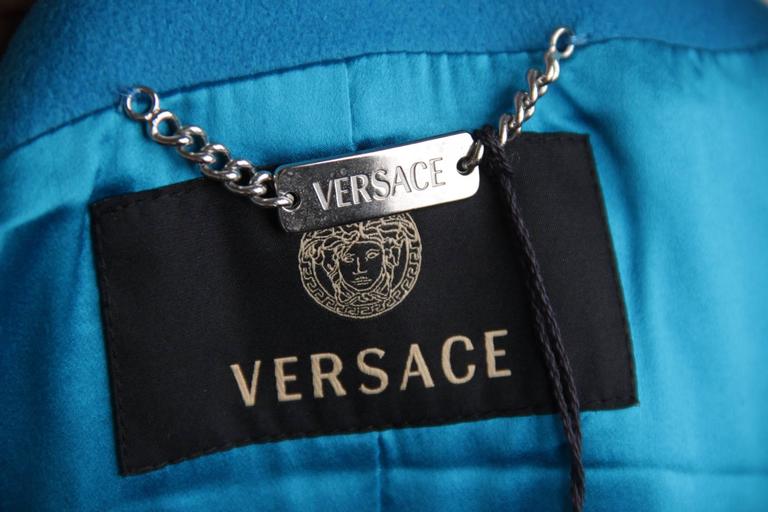 VERSACE Turquoise Wool BUSTIER DRESS and COAT Set SUIT 2007 Fall ...
