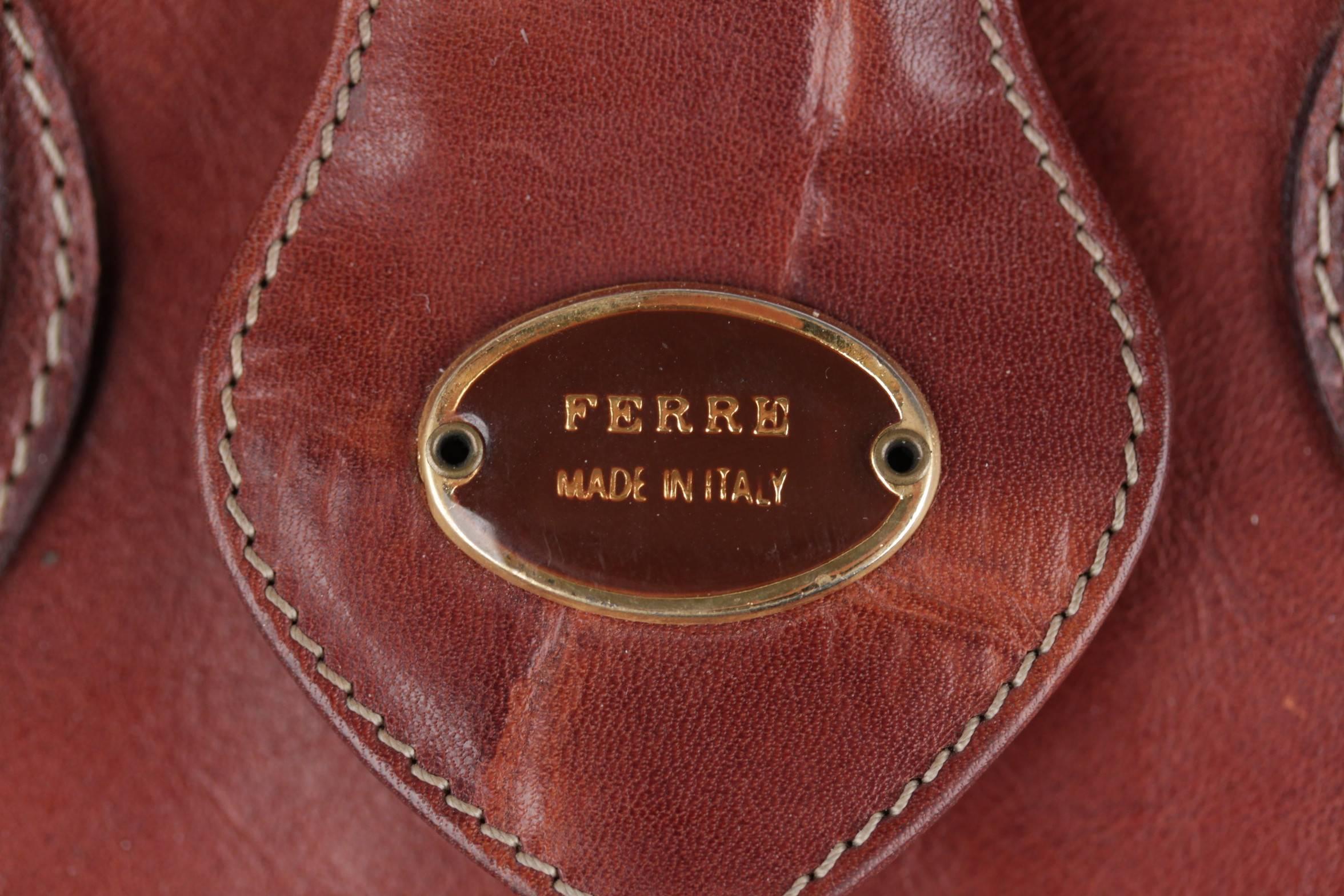 GIANFRANCO FERRE Italian Brown Leather DOCTOR BAG Tote HANDBAG at 1stDibs