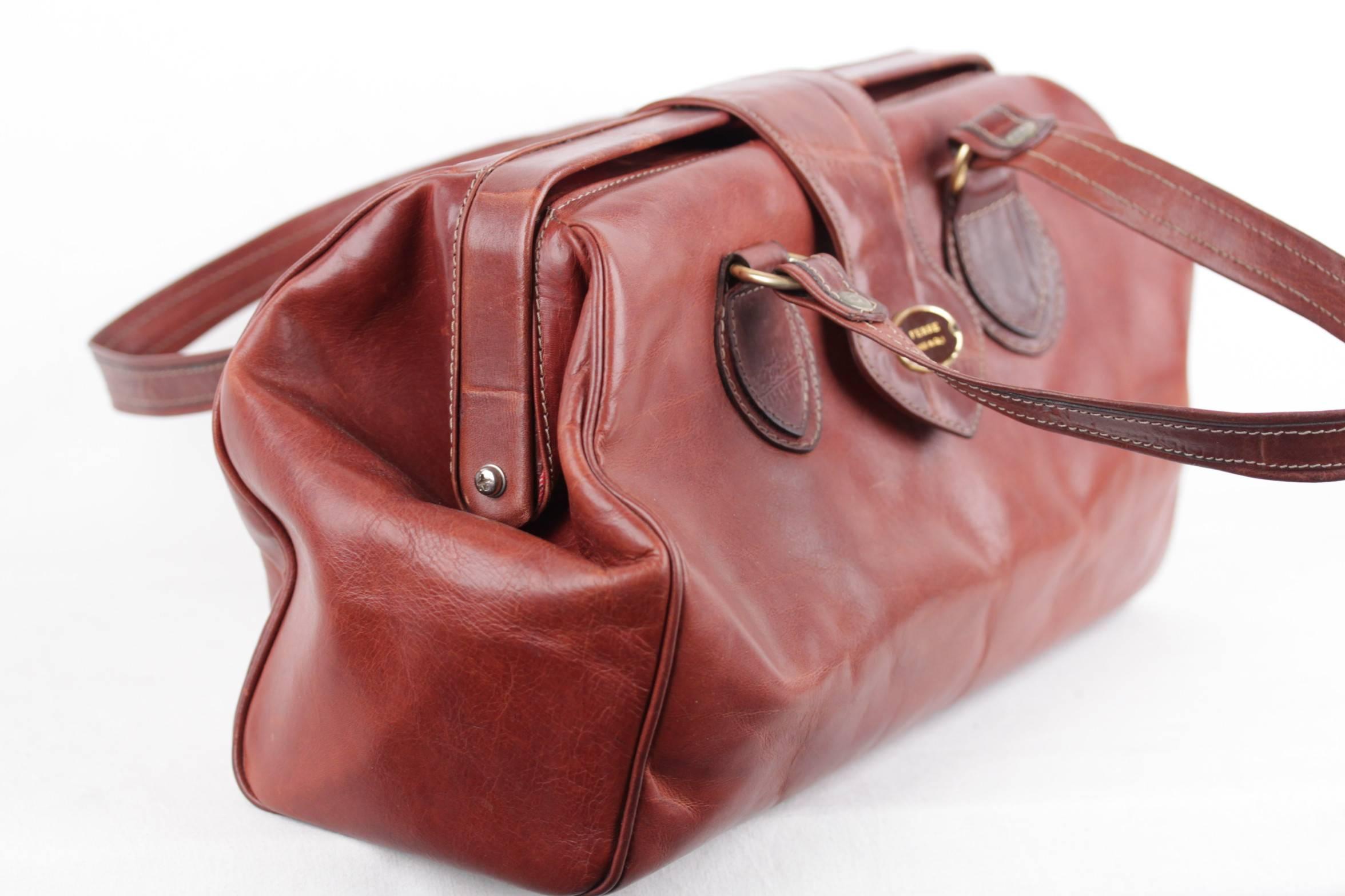 GIANFRANCO FERRE Italian Brown Leather DOCTOR BAG Tote HANDBAG at 1stDibs