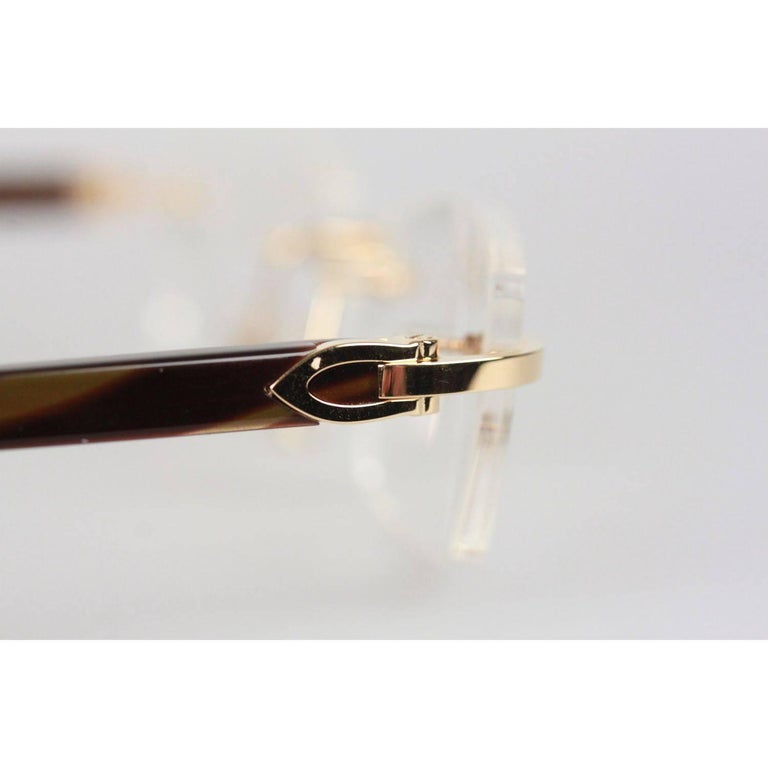Cartier Paris Rectangular Rimless Eyeglasses C Decor Optical with Case ...