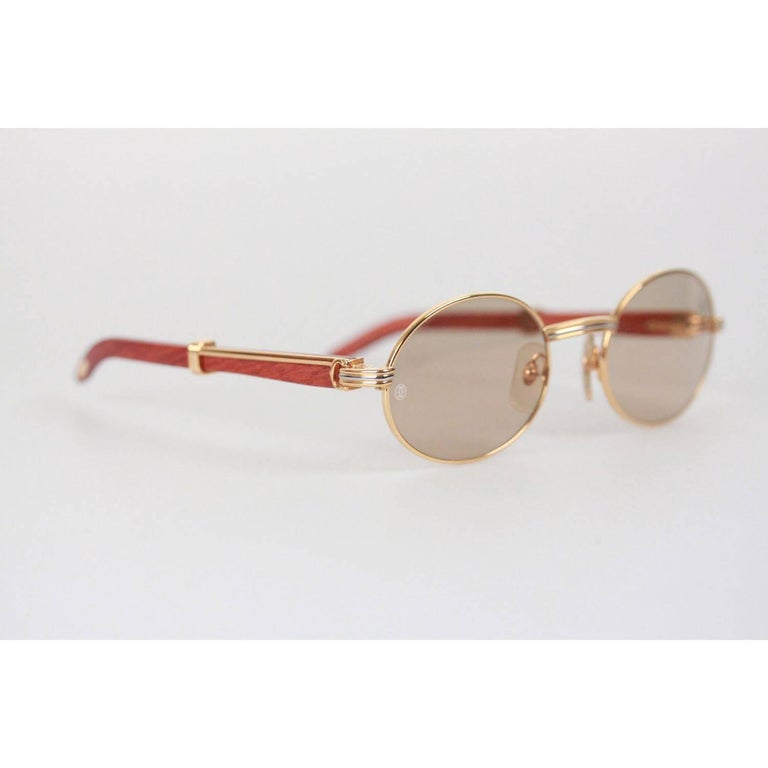 CARTIER Paris GIVERNY Palisander ROSEWOOD Rare Gold Sunglasses 53-22 ...