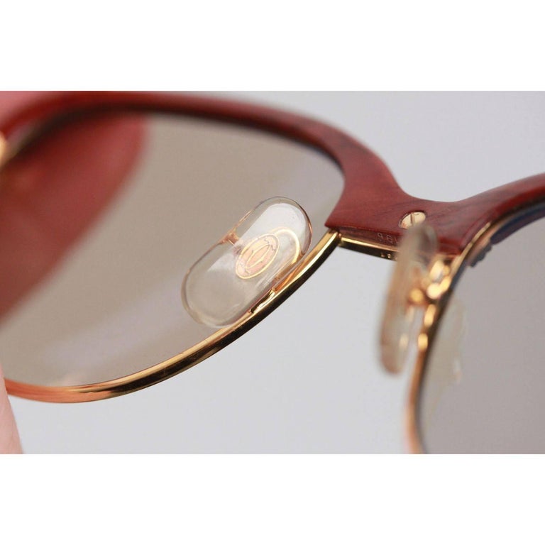 CARTIER Paris MALMAISON Palisander ROSEWOOD Rare Gold Sunglasses 56-19 ...