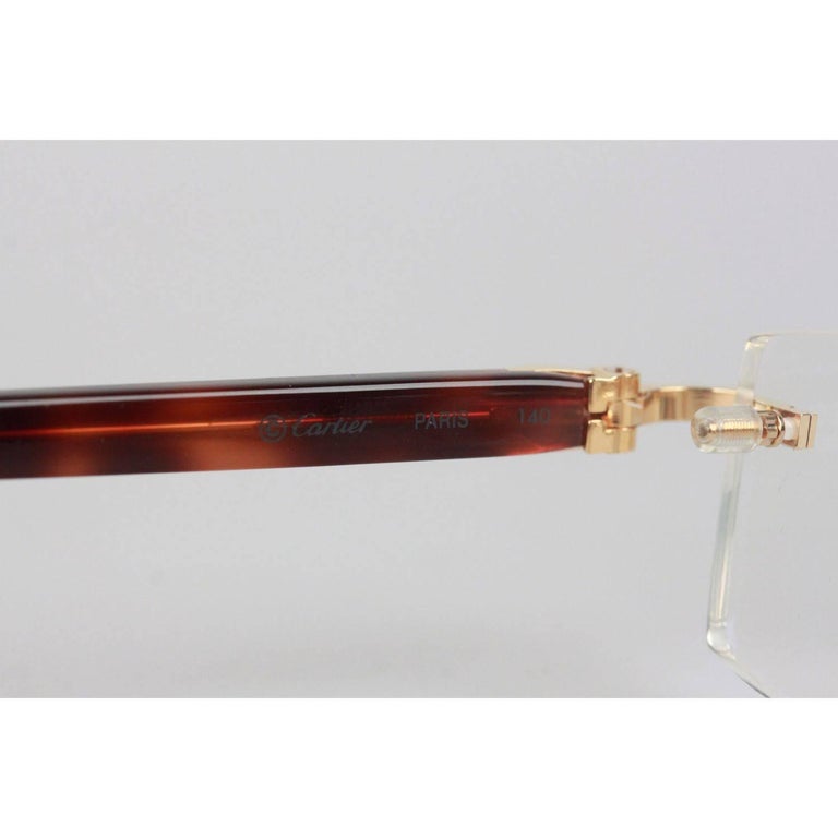 CARTIER PARIS Rectangular RIMLESS Eyeglasses C DECOR 51mm 140 OPTICAL ...