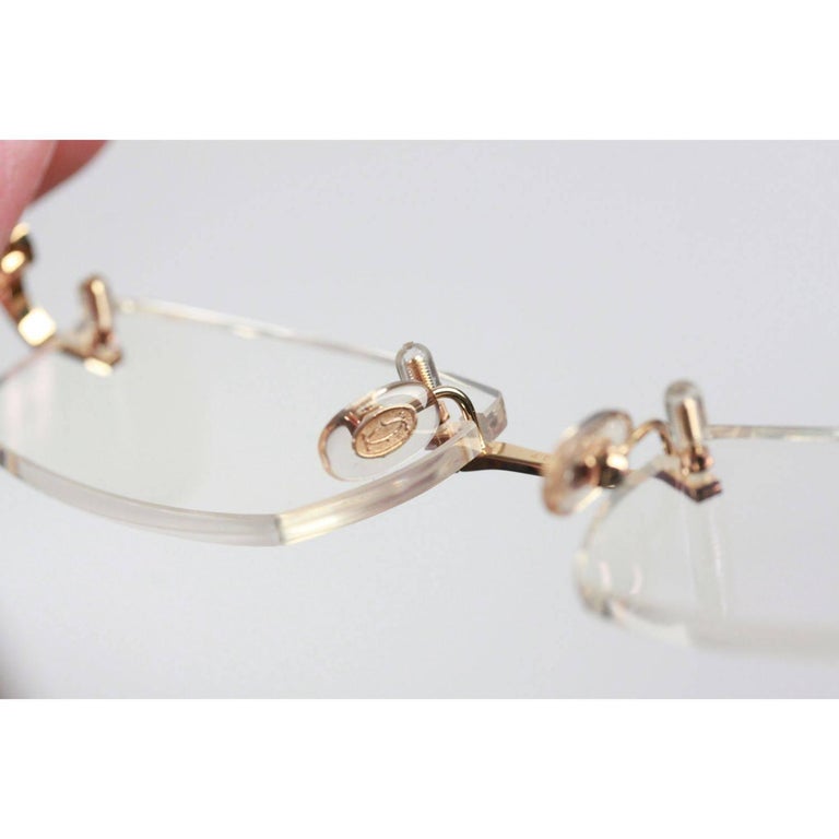 CARTIER PARIS Rectangular RIMLESS Eyeglasses C DECOR 51mm 140 OPTICAL ...