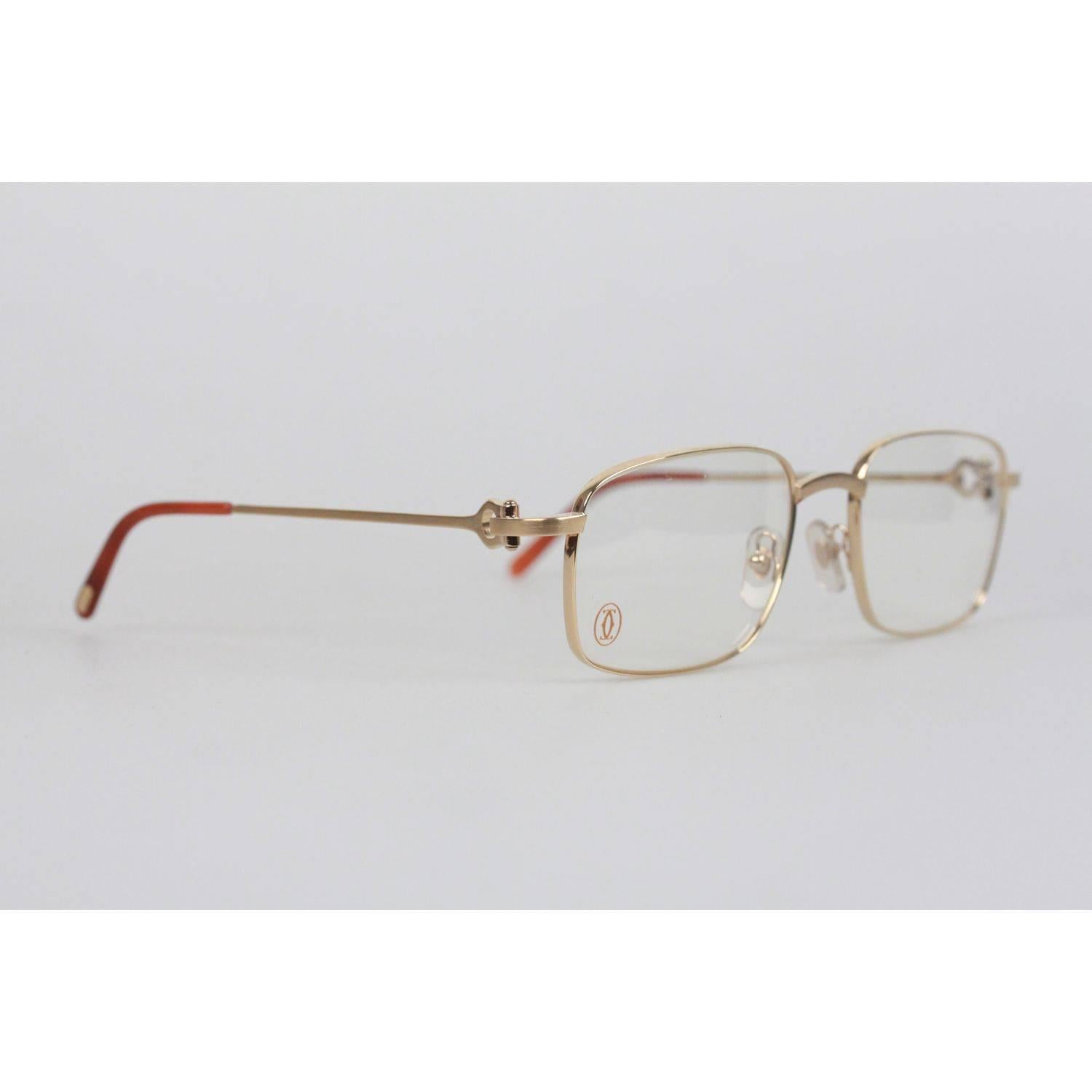 Cartier Paris Gold Rectangular Frame Eyeglasses T8100455 56mm 140 NOS ...
