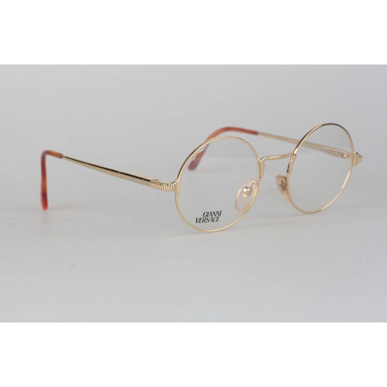 Gianni Versace Vintage Gold Metal Round Frame Mod 540 Eyeglasses NOS ...