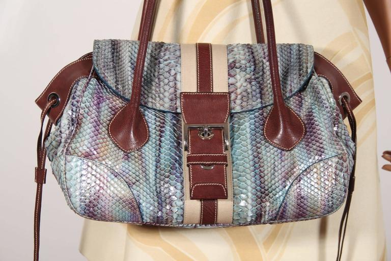 PRADA Light Blue Python Leather SHOULDER BAG Tote HANDBAG For Sale at ...