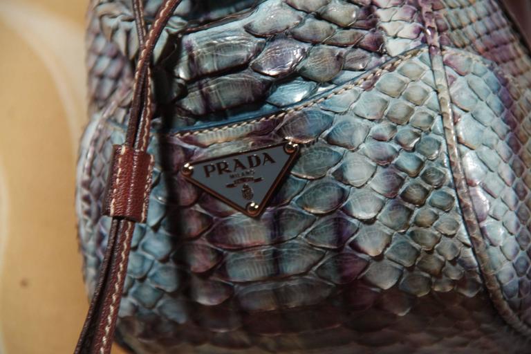 PRADA Light Blue Python Leather SHOULDER BAG Tote HANDBAG For Sale at ...