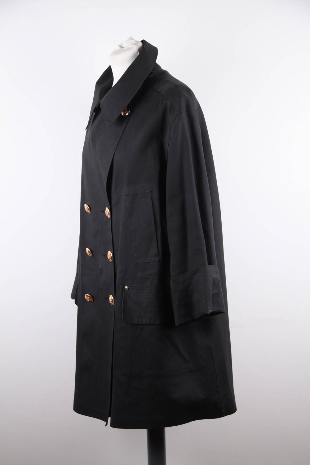 HERMES PARIS Vintage Black Cotton MACKINTOSH COAT Mac Mack RAINCOAT at ...
